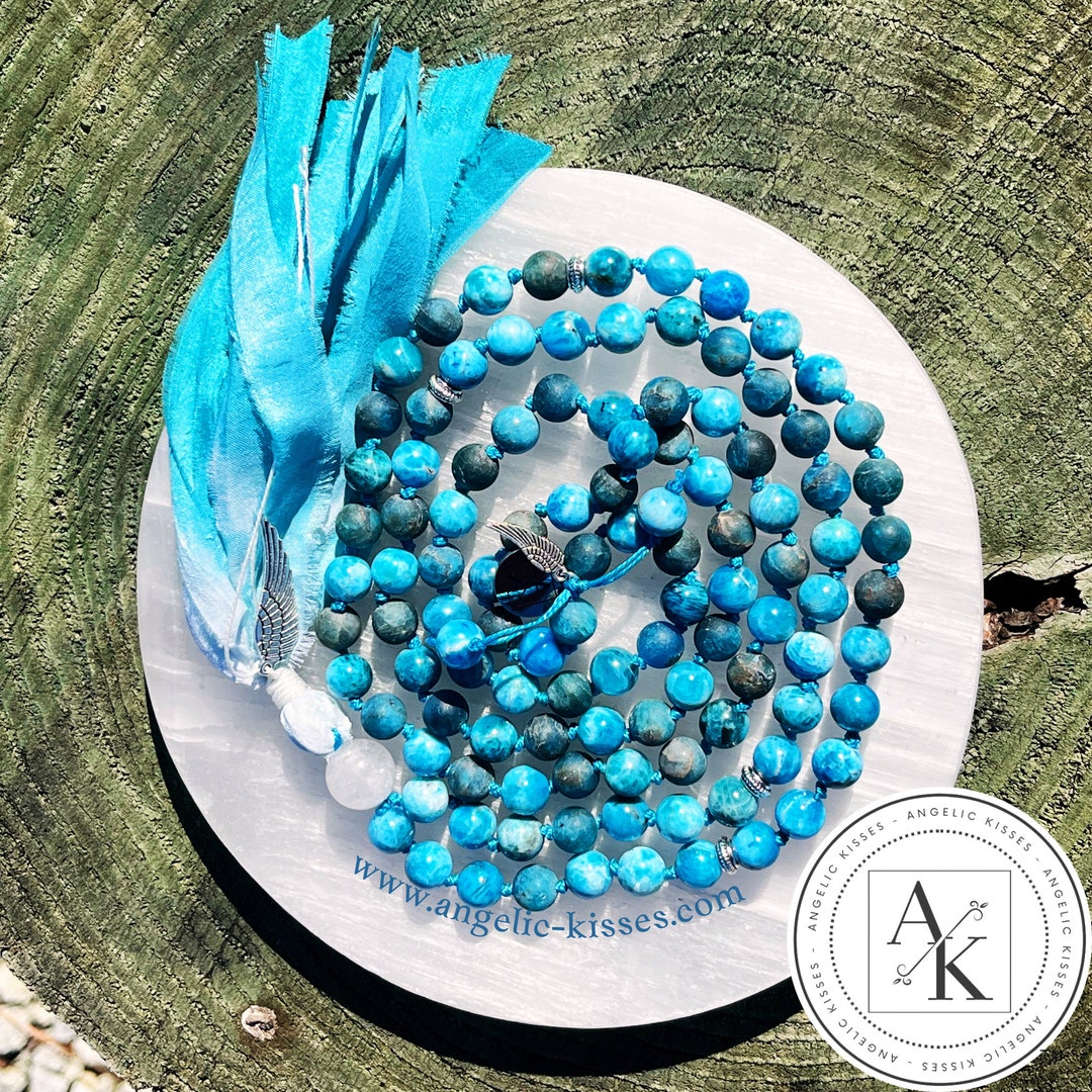Blue Angels Apatite Mala | Archangel Michael Mala | 144k Blue Ray ...