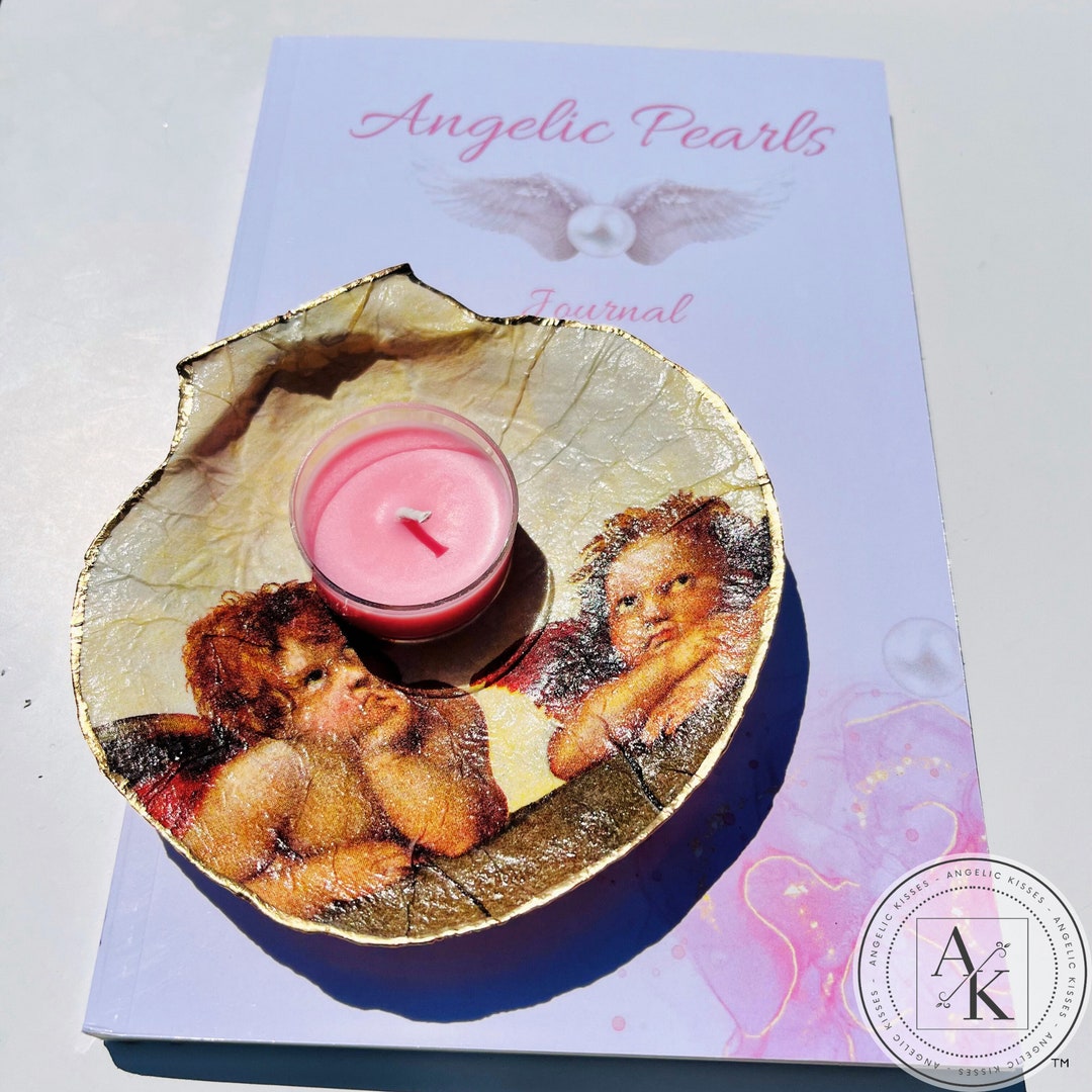 Angel Journal Gift Set Decoupaged Seashell Angel Clamshell Angel ...