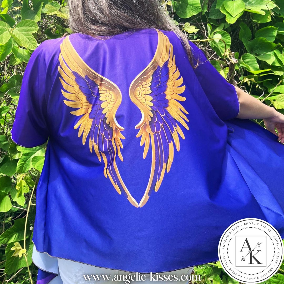 Violet Angel Wing Draped Kimono | Handsewn Silk Kimono | Violet Ray ...