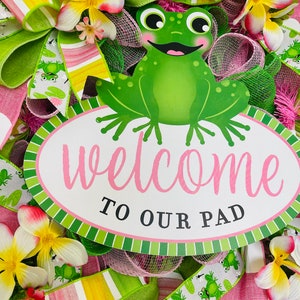 Large Frog Welcome Wreath for Front Door or Porch, Spring to Summer ...