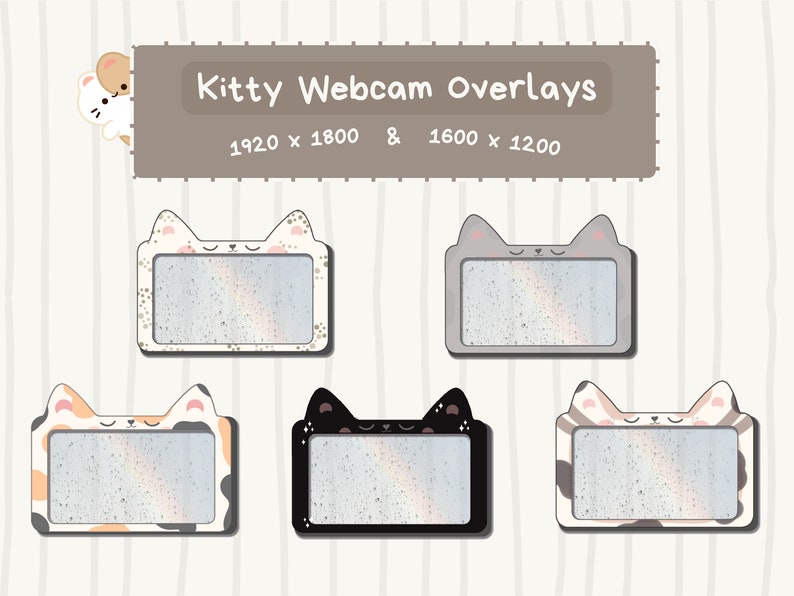Hand-drawn Kitty Webcam Pack for Streaming, Self-branding, Pastel ...