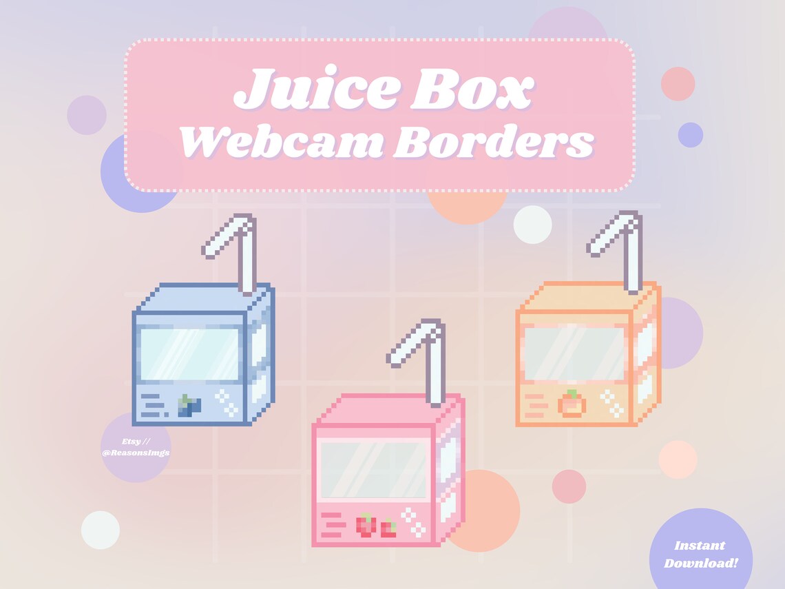 Pixel Art Juice Box Webcam Borders for Twitch, Stream Overlays, Cute ...