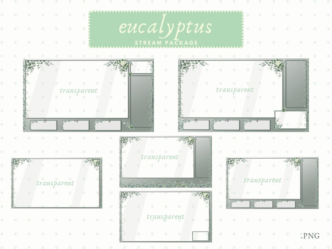 Stream Overlay Package for Twitch, Eucalyptus Windows Theme Overlay ...