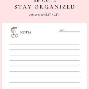 Cherry Printable Note Sheet, Fillable PDF Task List (instant Download ...