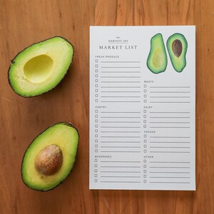 Avocado Grocery List Notepad - Shopping List - Grocery List - Grocery ...