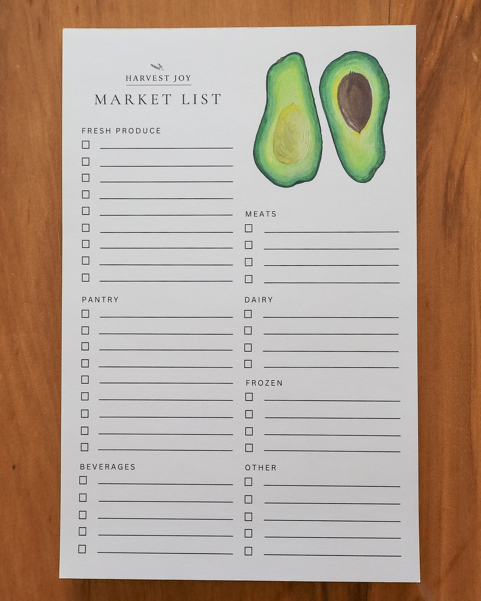 Avocado Grocery List Notepad - Shopping List - Grocery List - Grocery ...