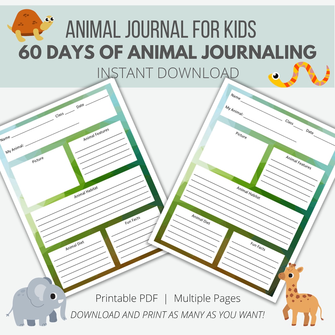 My 60 Day Animal Journal, Science Journaling, Science Activity Book for ...