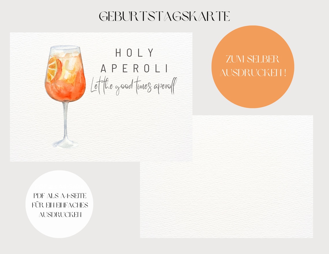 Printable Aperol Birthday Card Holy Aperoli Folding Card as - Etsy