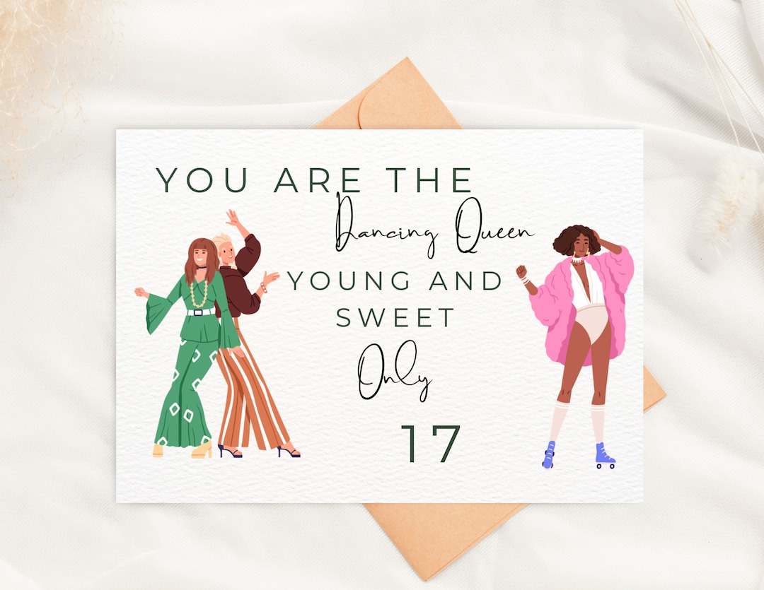 Printable 17th Birthday Card | Dancing Queen | Birthday Card for 17 ...
