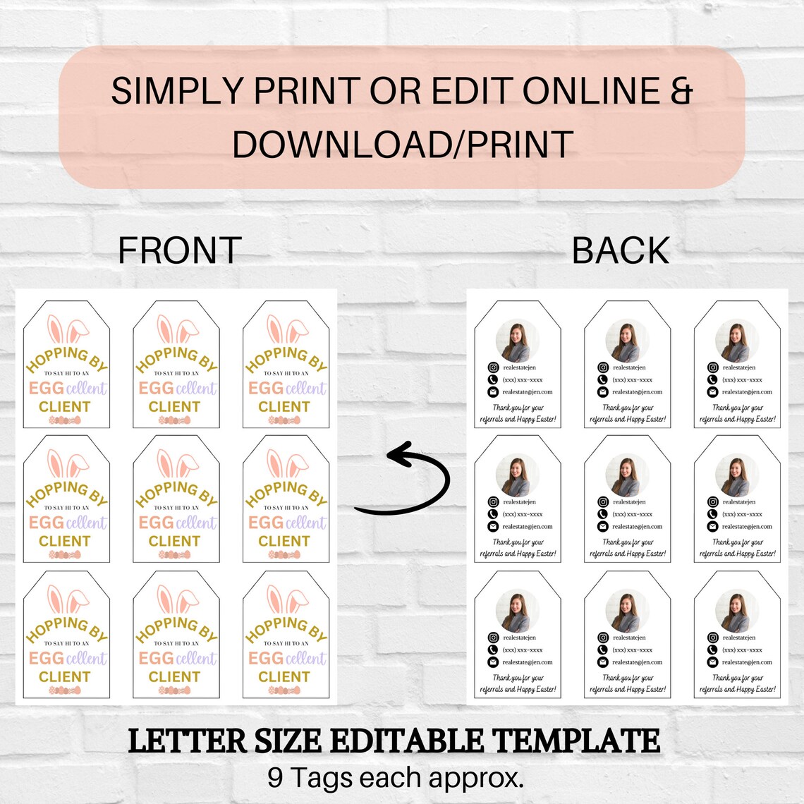 Easter Realtor Pop by Gift Tags Hopping by to Say Hi to an Eggcellent ...