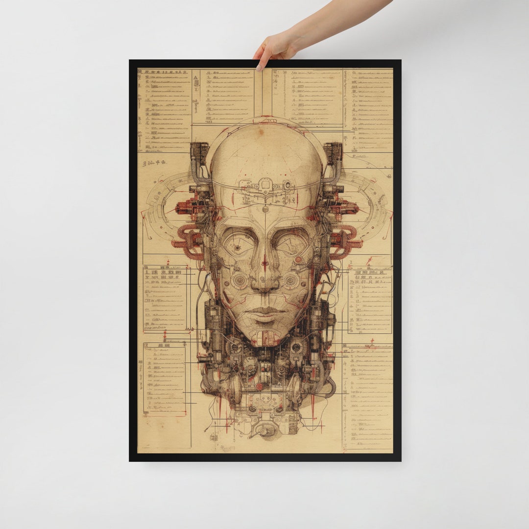 Cyberpunk Mechanoid Schematics Framed Poster - Etsy