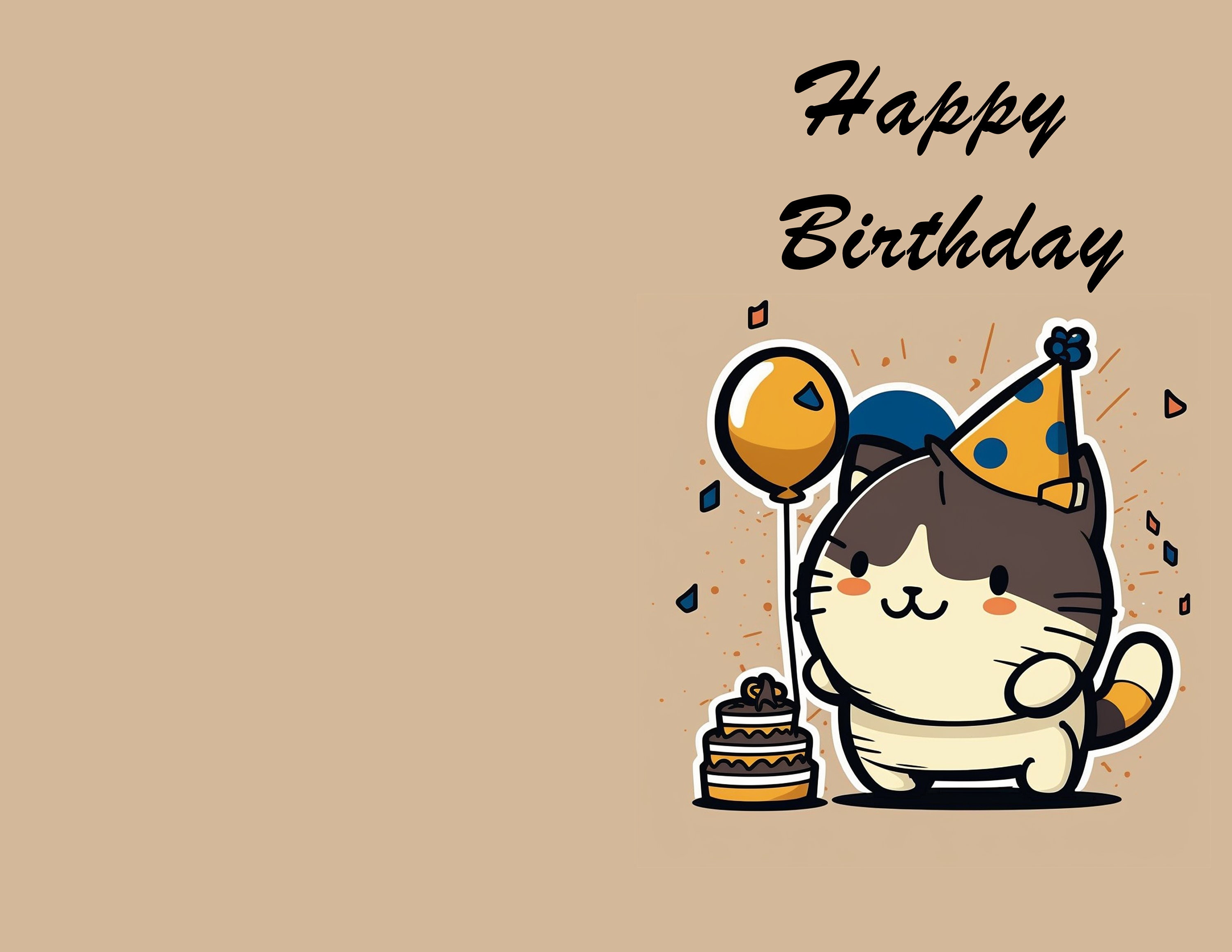 Cute Cartoon Cat Birthday Card Printable, Handmade, and Adorable for ...