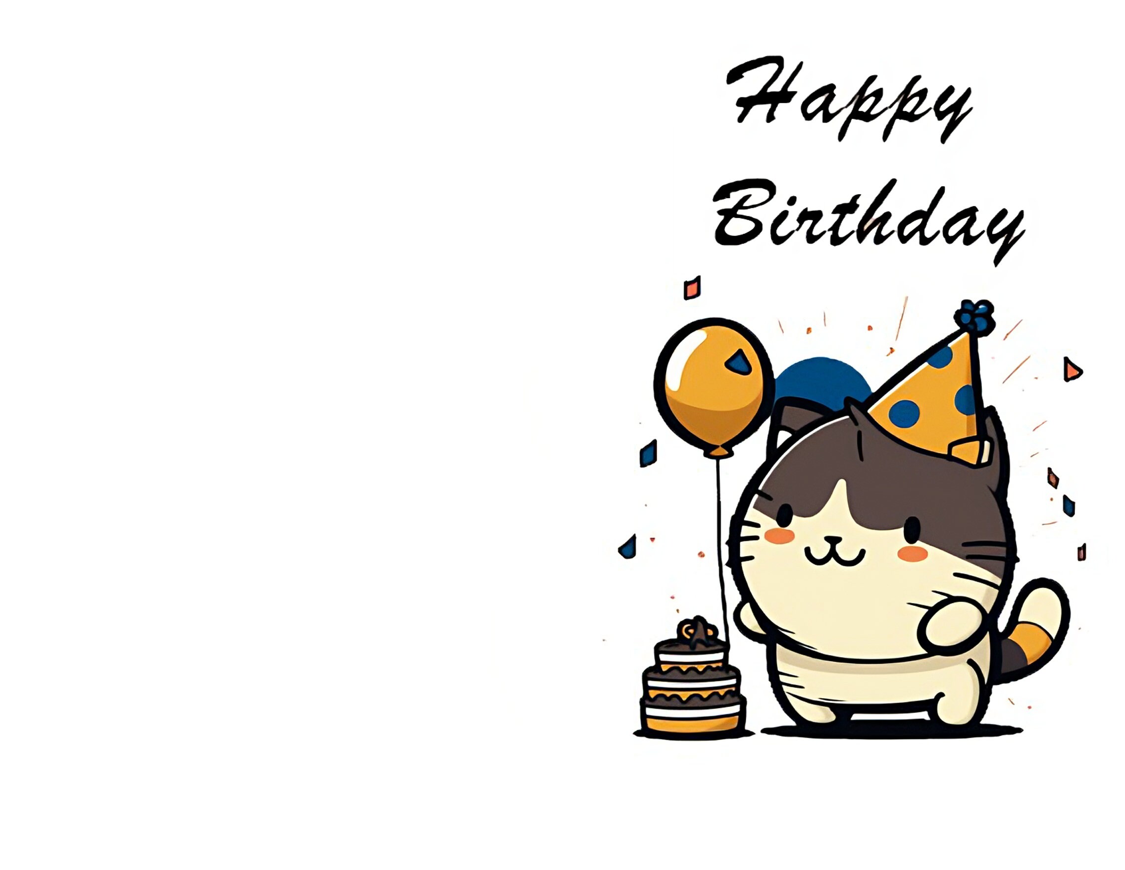 Cute Cartoon Cat Birthday Card Printable, Handmade, and Adorable for ...