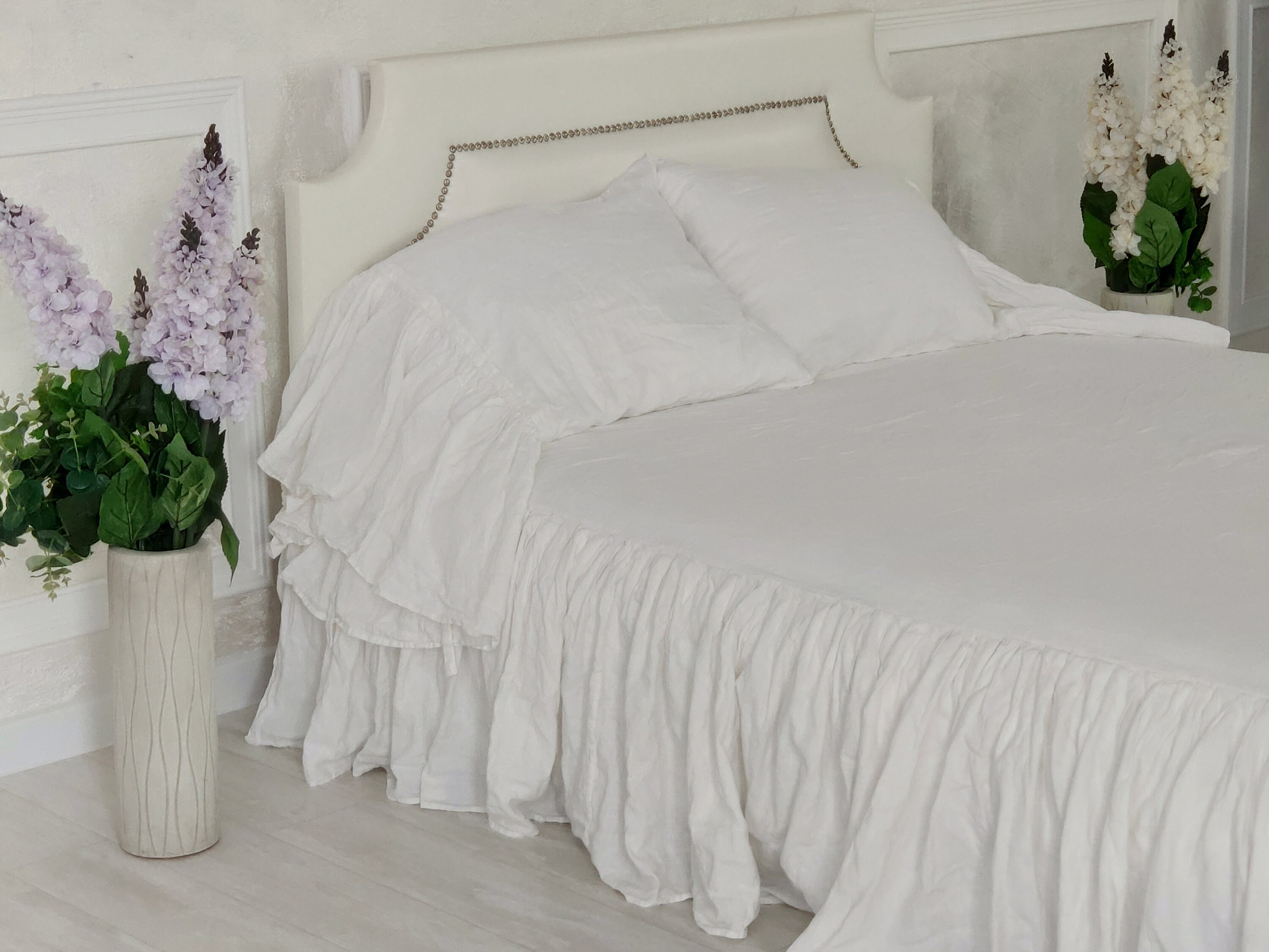 Linen Bed Skirt Dust Ruffle Custom Sizes for Bed Dust - Etsy