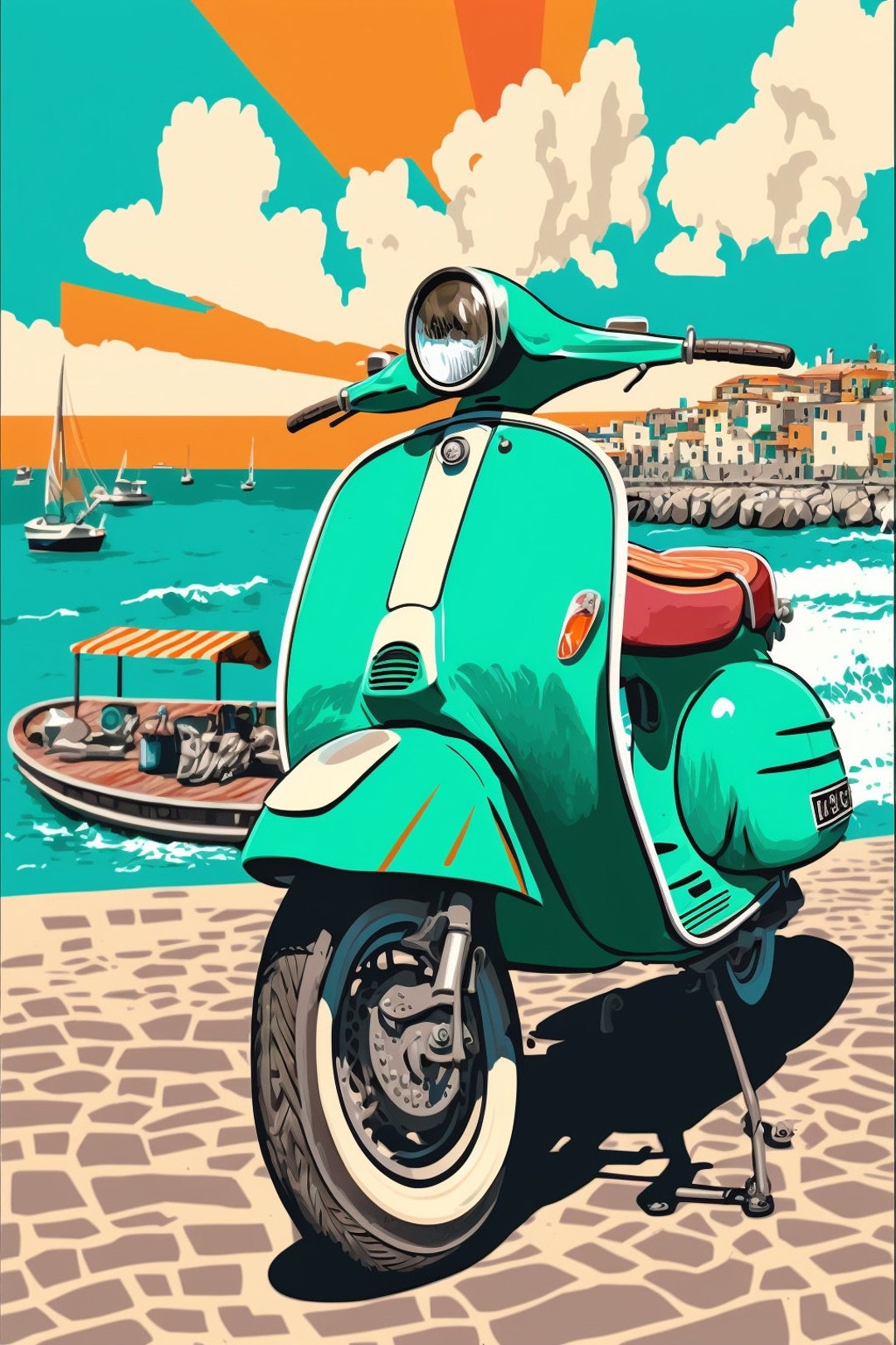 Vespa Digital Pop Art Print - Etsy