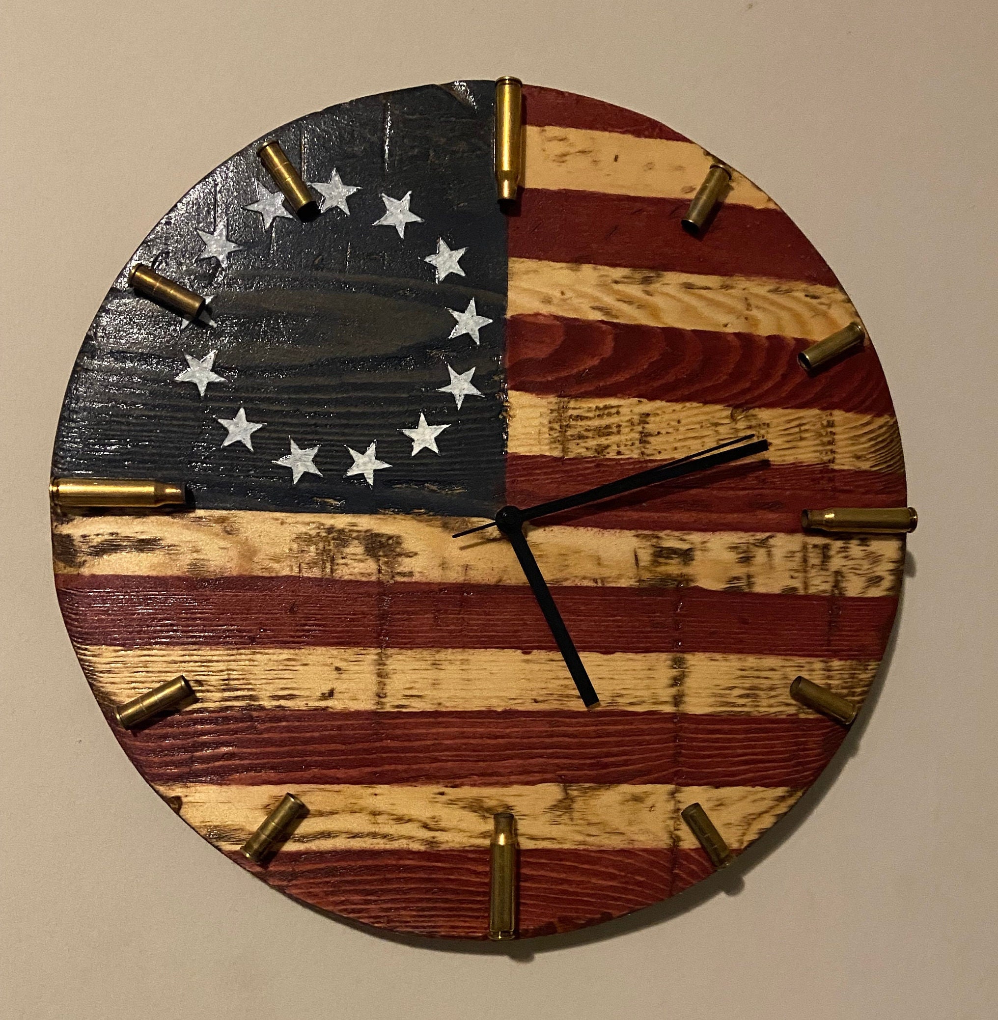 American Flag Rustic Wooden Clock - Etsy