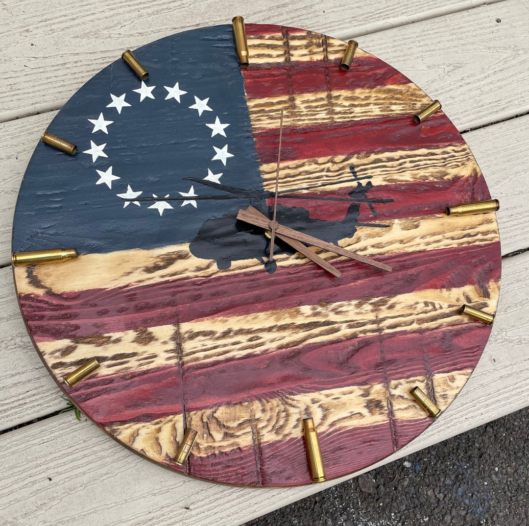 American Flag Rustic Wooden Clock - Etsy