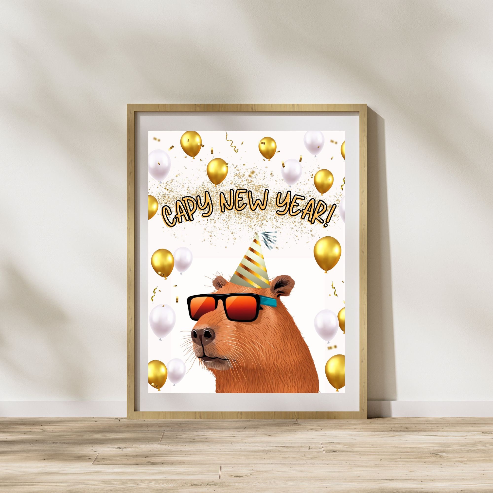 Capy New Year Poster Digital Download Funny Capybara Art Pun Art Fun ...