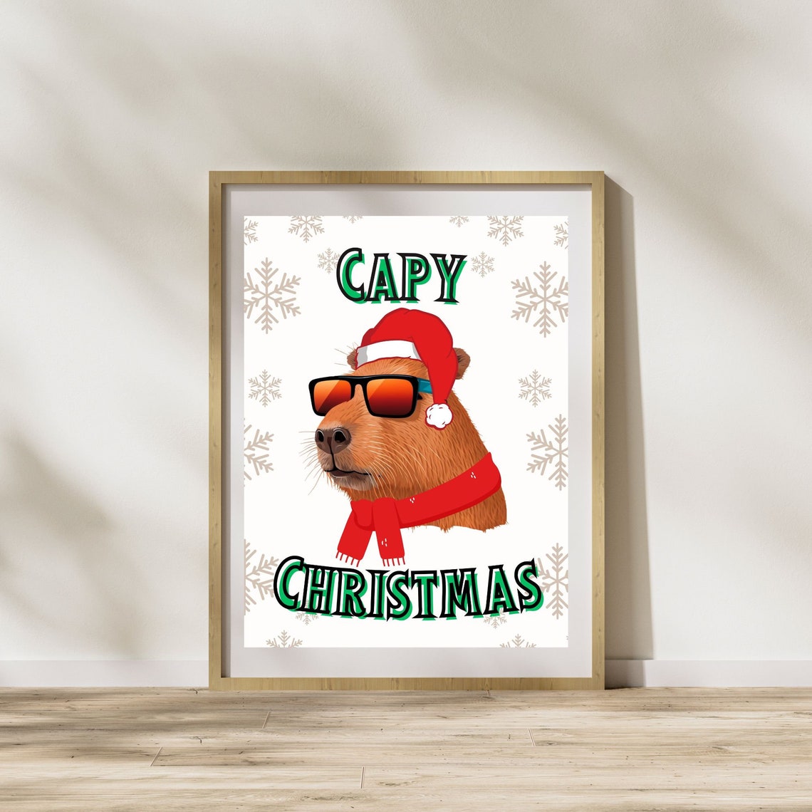 Capy Christmas Poster | Digital Download | Funny Capybara Art | Pun Art ...