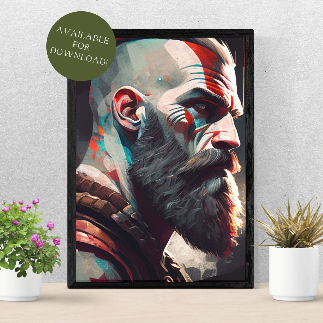 Kratos Digital Art Instant Download Digital Download PS5 Game Art God of War Art Poster AI Art ...