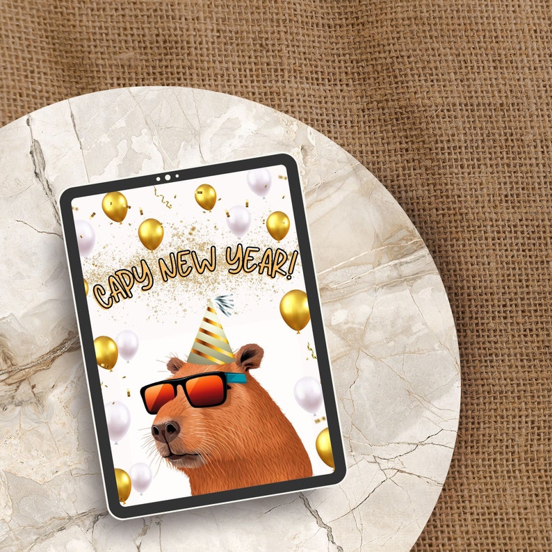 Capy New Year Poster Digital Download Funny Capybara Art Pun Art Fun ...