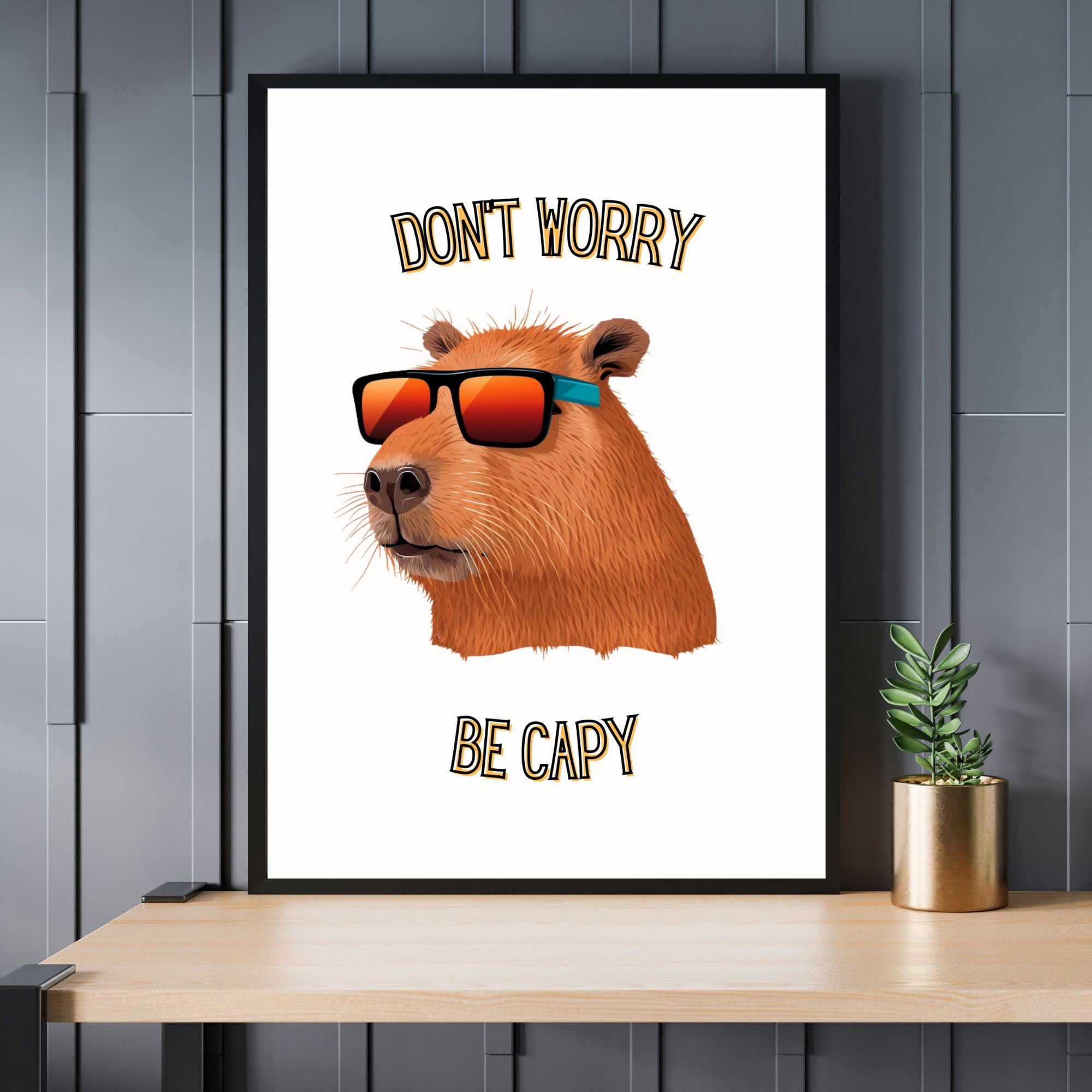 Don't Worry Be Capy Poster | Digital Download | Funny Capybara Art ...