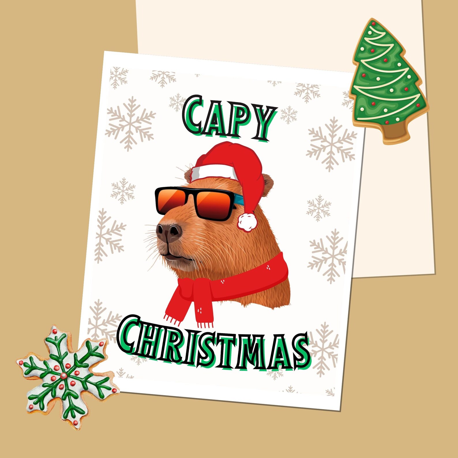 Capy Christmas Poster | Digital Download | Funny Capybara Art | Pun Art ...