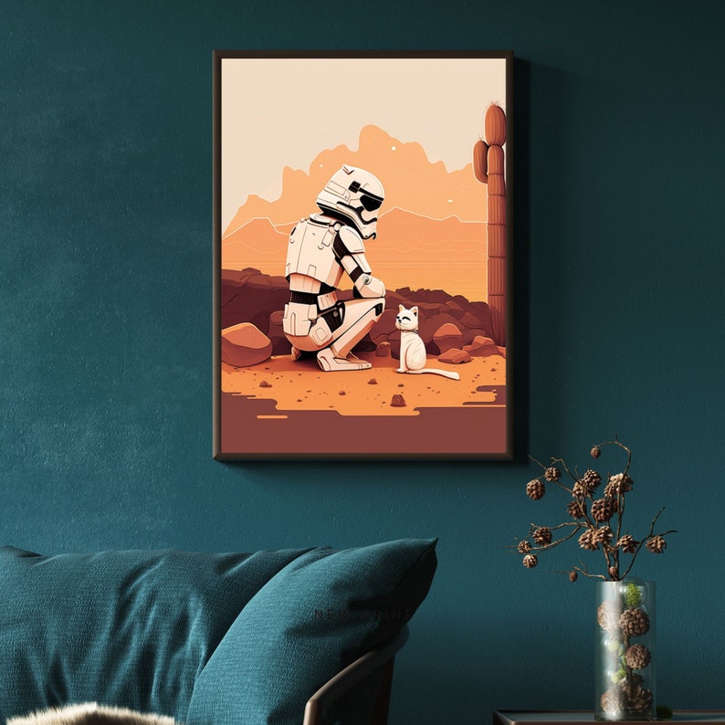Stormtrooper and Cat Poster Digital Art Funny Star Wars - Etsy
