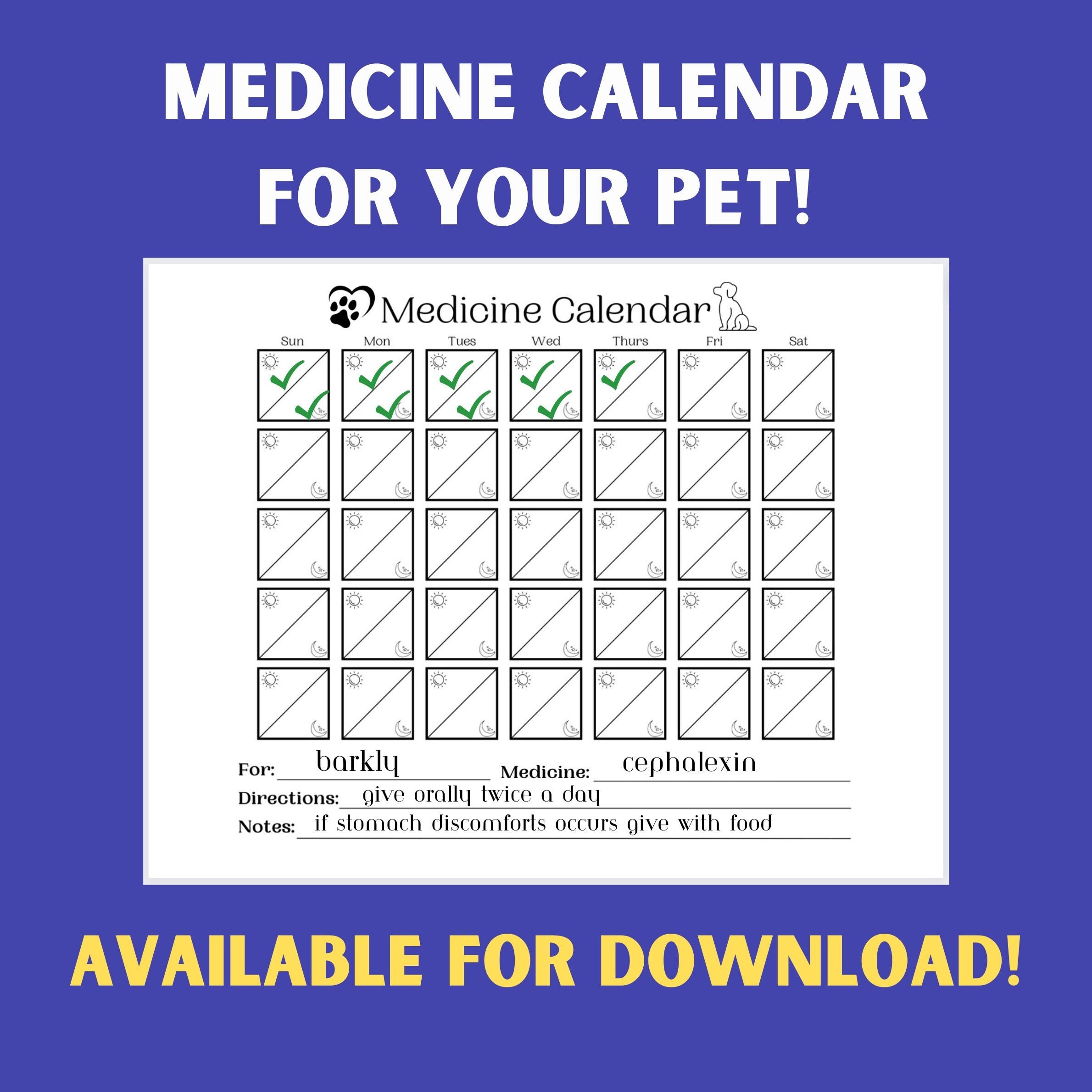 Minimalist Dog Themed Medicine Calendar | Medicine Tracker | Printable ...