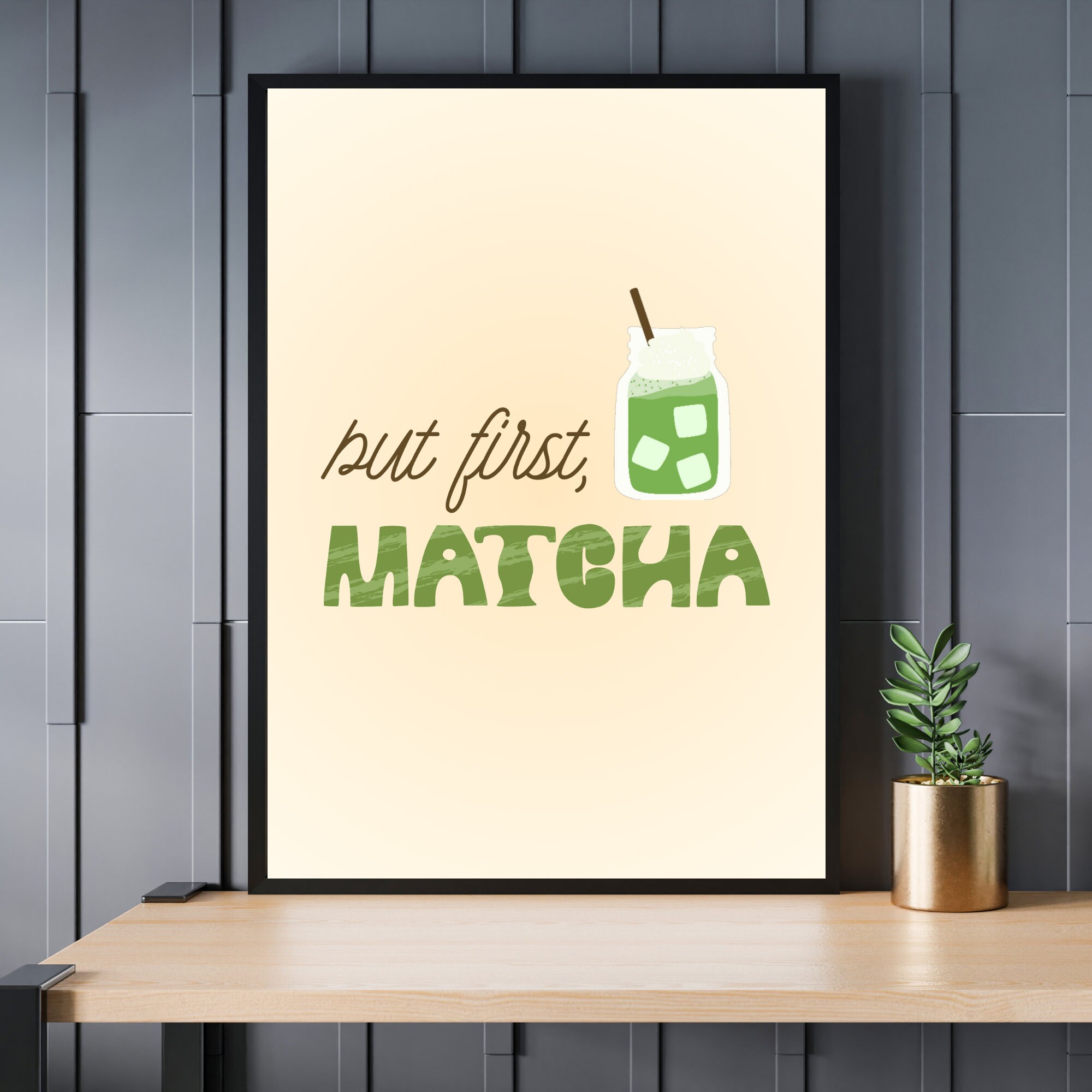 But First Matcha Poster Cute Minimalistic Art Decor for Kitchen, Coffee ...