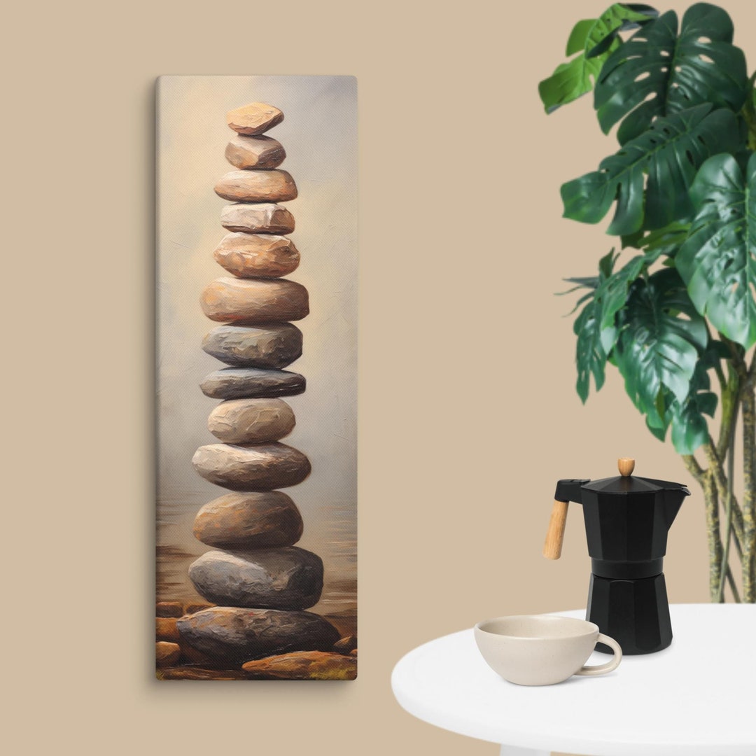Vertical Stacked Stones Canvas Print | Zen Art | Calming Wall Art ...