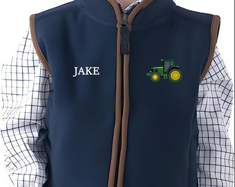 Personalised Childrens Fleece Gilet With Tractor Design - Etsy