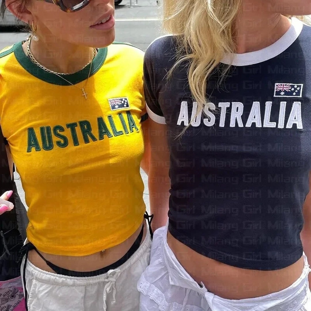 Y2K Australia Crop Top Baby Tee, Y2K Baby Tee, Y2K Australia Baby Tee ...