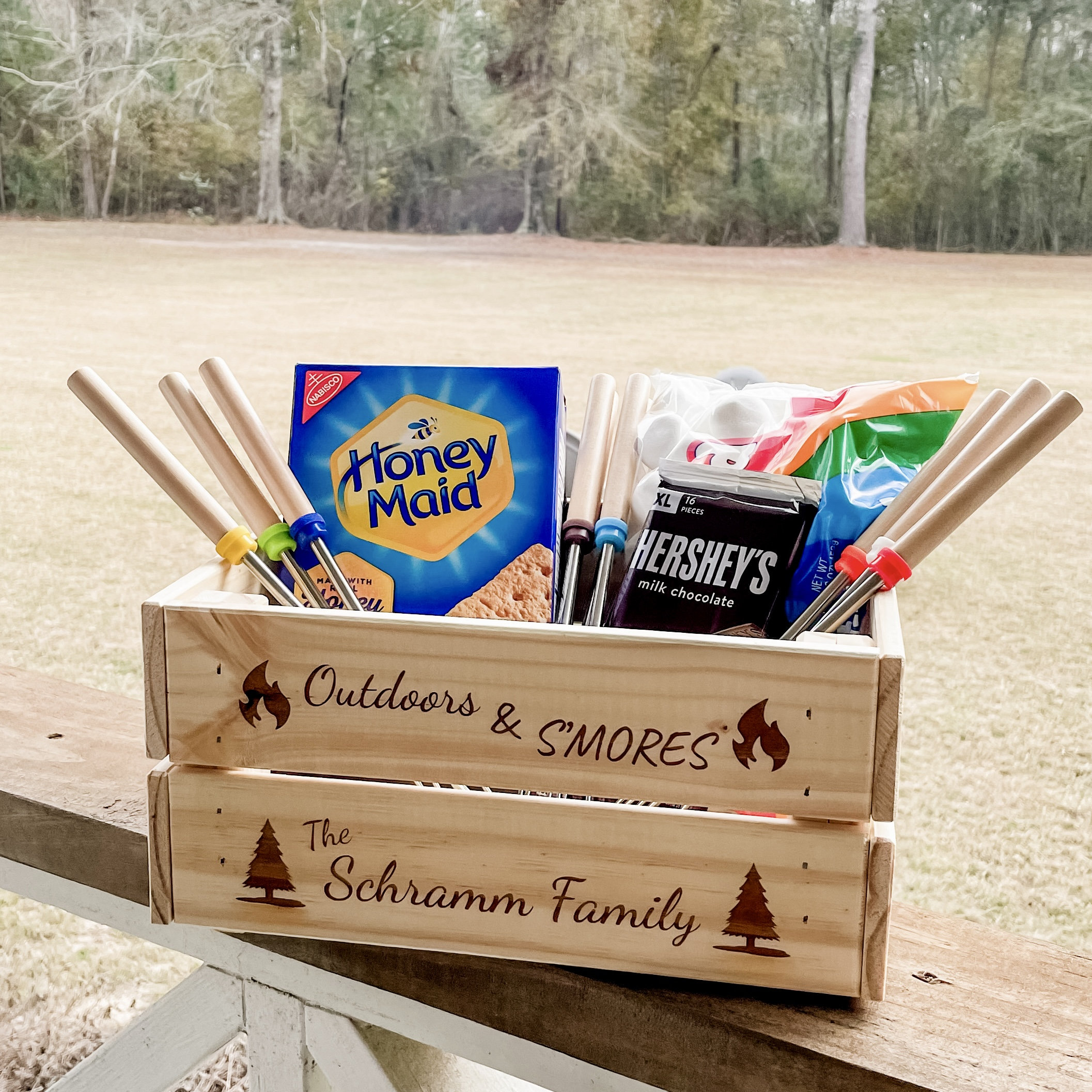 Personalized S'mores Station Caddy Box With Roasting Skewers - Etsy