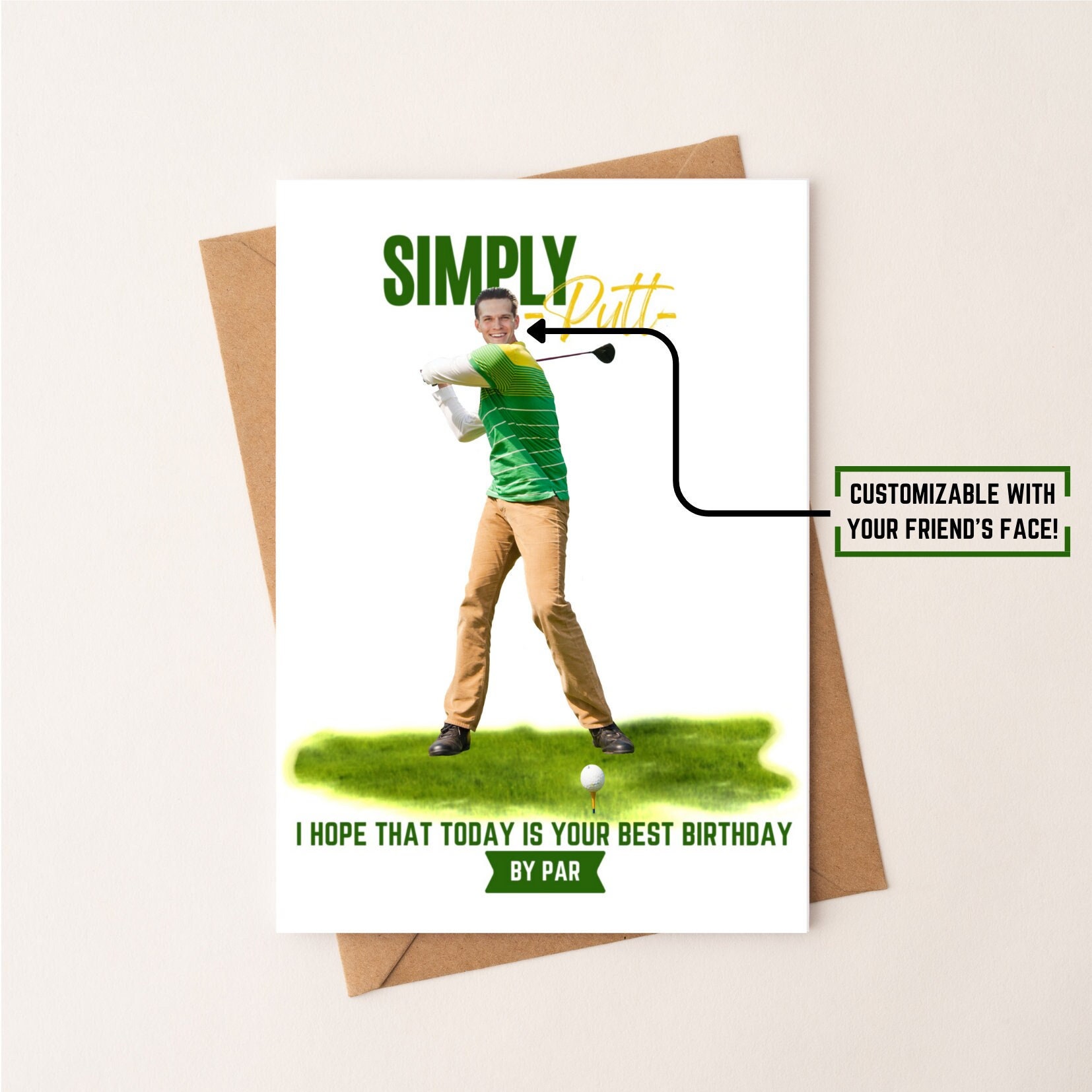 Custom Birthday Card, Funny Card, Golf Card, Custom Face Card ...