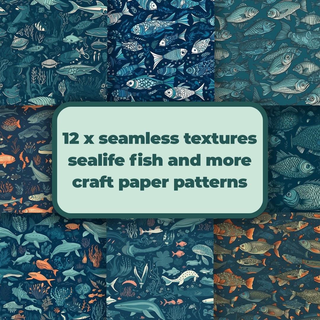Sea Life Fish Digital Paper - Seamless Pattern, Digital Texture, Craft ...