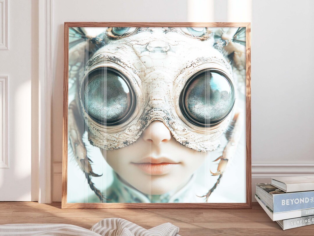 Insectoid Print, Science Girl Art, Bug Art Print Weird, Humanoid Mask ...