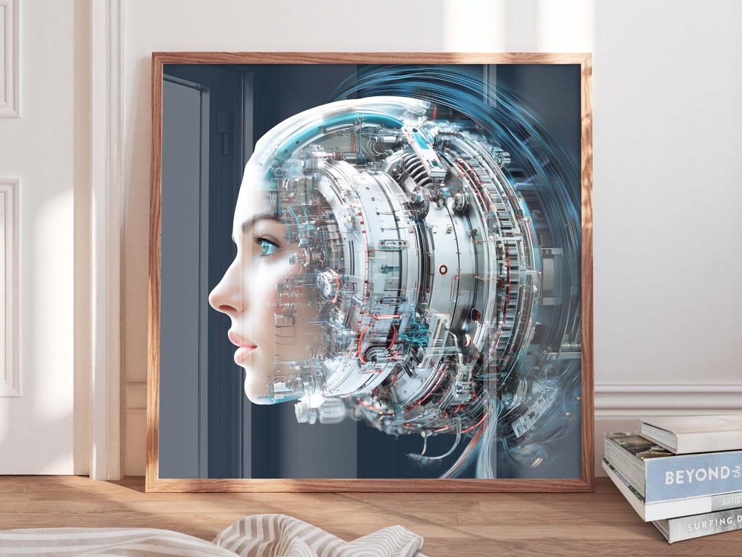 Cyber Punk Print, Cyberpunk Girl Art, Gift for Techie, Cybernetic Blue ...