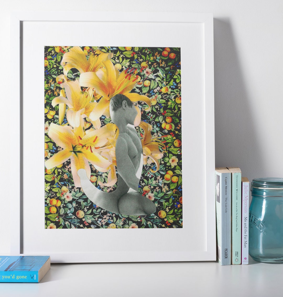 Print of Hand Cut Collage, Wall Decor, Home Decor, Wall Art, Floral Art ...