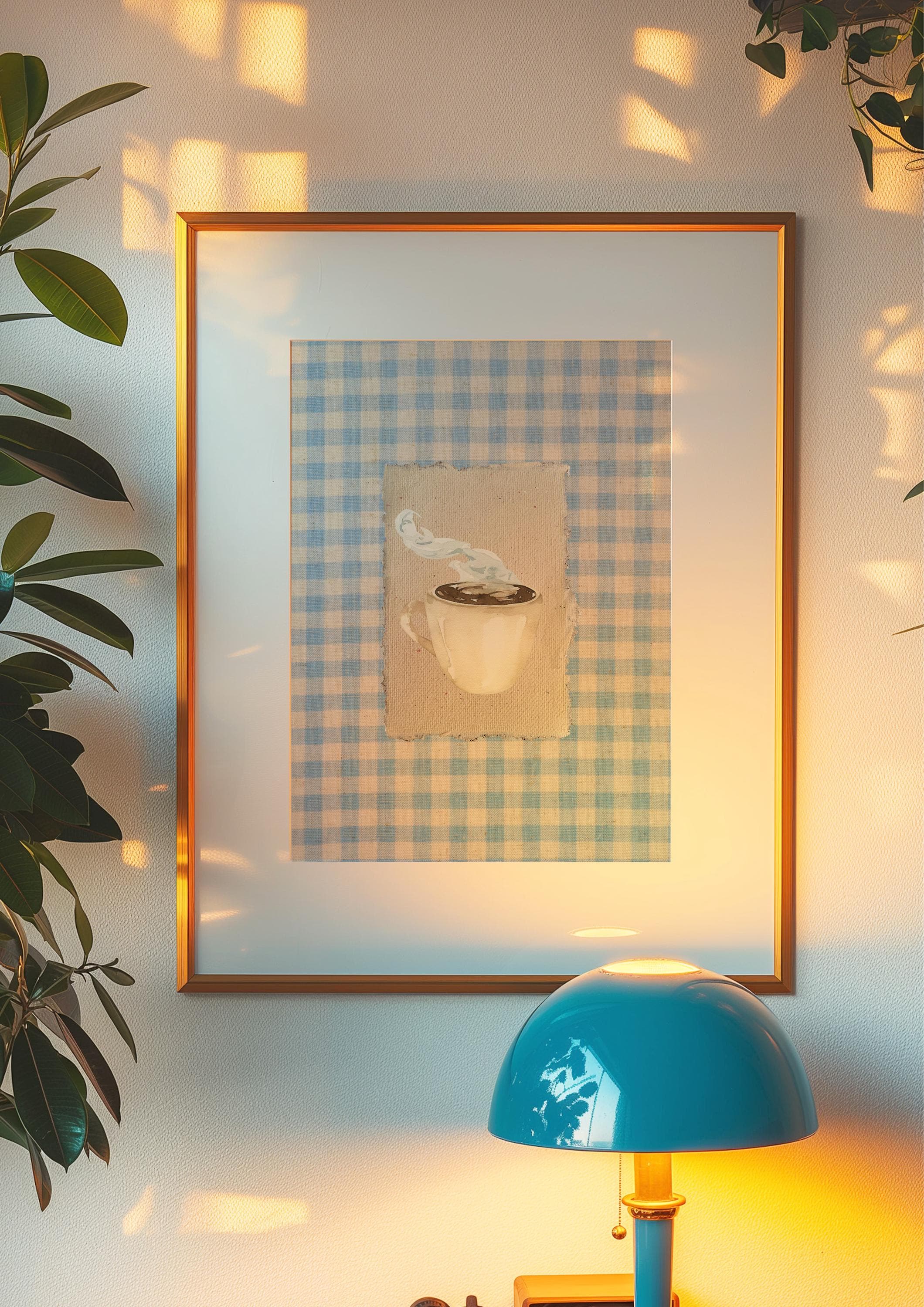 Vintage Coffee Wall Art, Blue Kitchen Print, Cozy Home Decor, Coffee ...