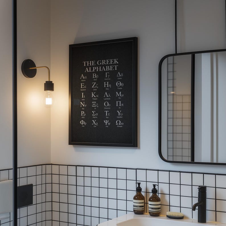 Greek Alphabet Poster, College Dorm Greek Decor, Greek Language Wall ...
