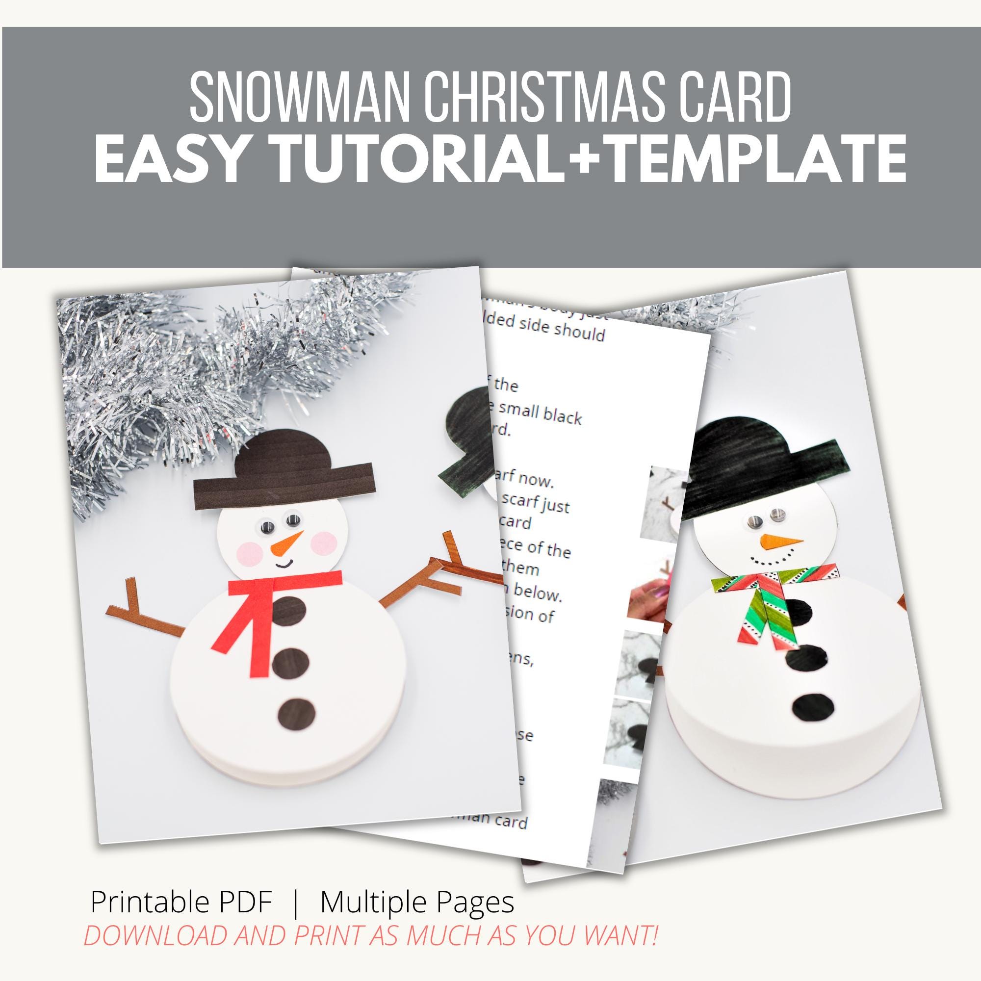 DIY Snowman Christmas Card Template: Printable Kids Craft (PDF Download ...