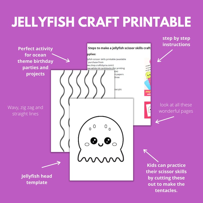 Jellyfish Scissor Skills Craft Template: Cut & Paste Activity (PDF ...