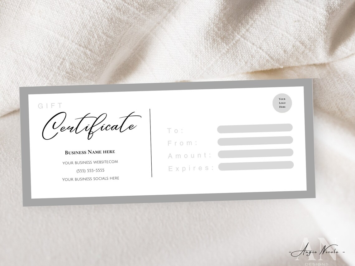 Gift Card Certificate Template, Small Business Gift Card Template ...