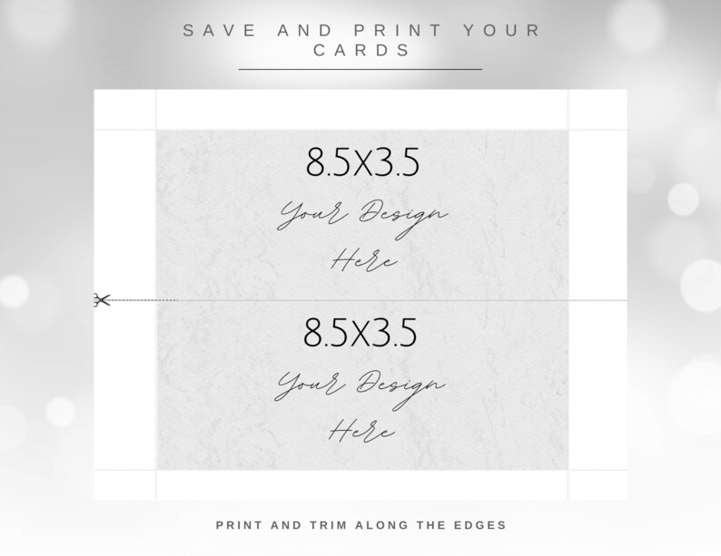 8.5x3.5 Printing Guide Template, Printable Gift Card, Print at Home ...