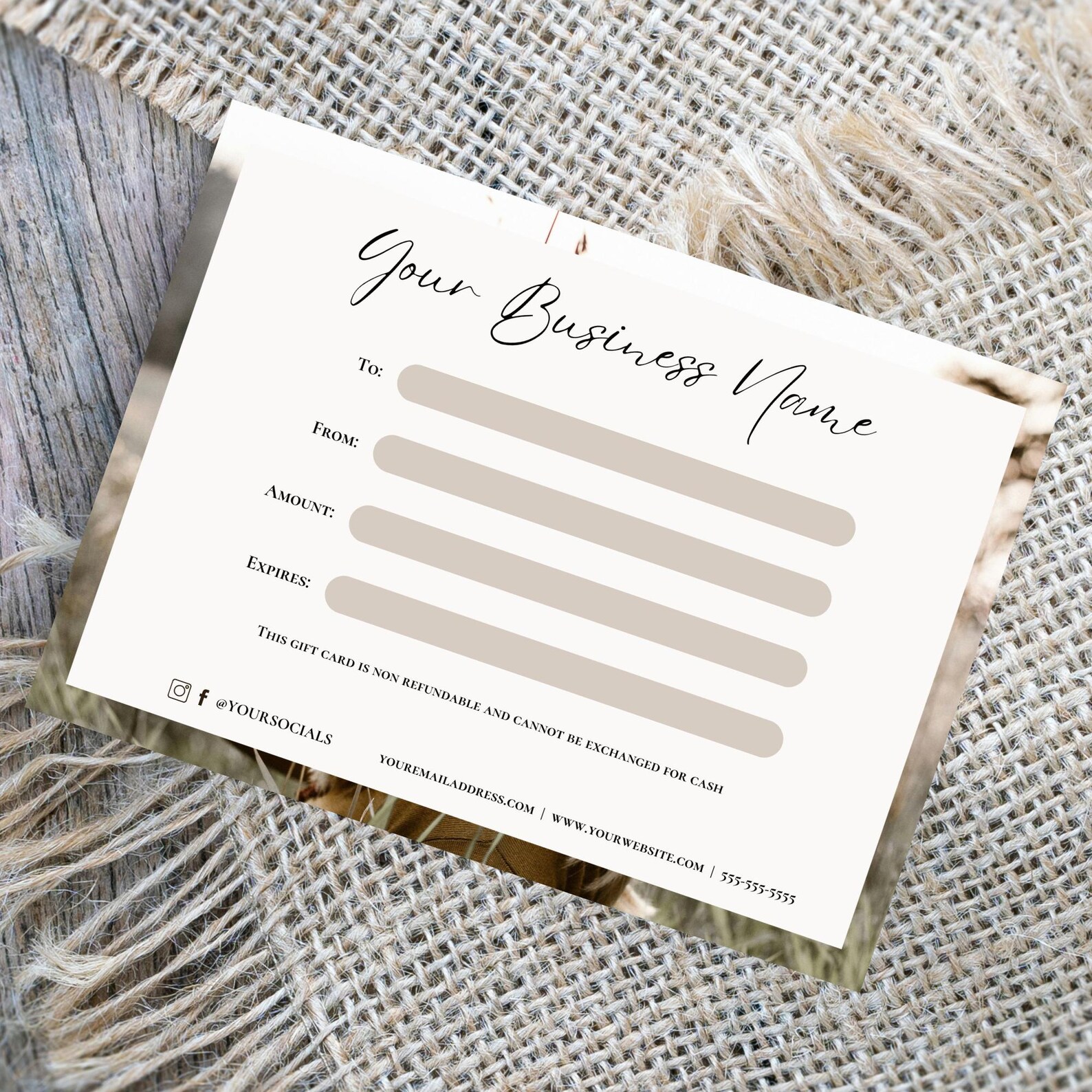 Photography Gift Card Template, Photography Gift Certificate, Print at ...
