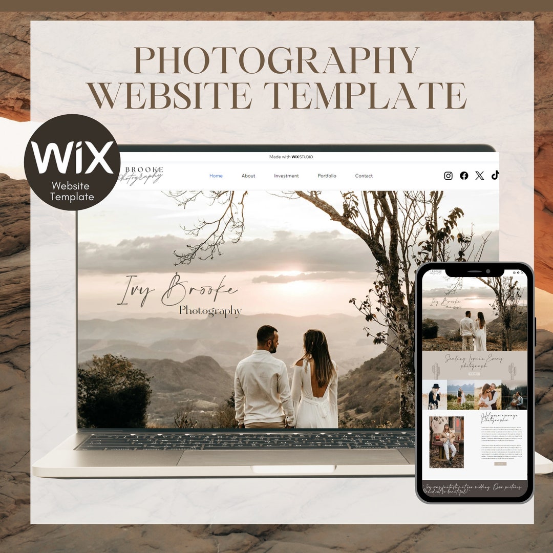 Wix Website Template, Photographer Website Template, Boho Photography Website, Customizable ...