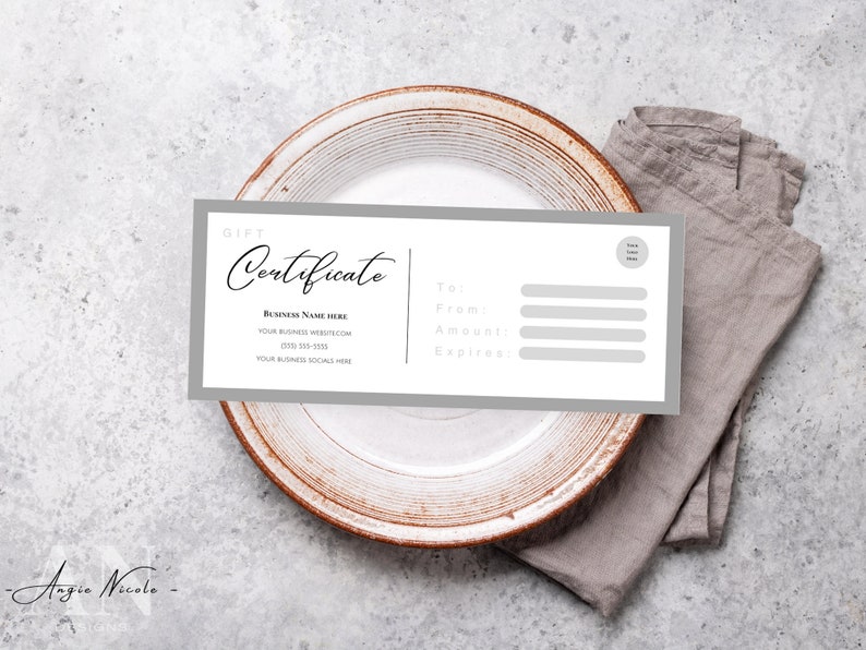 Gift Card Certificate Template, Small Business Gift Card Template ...