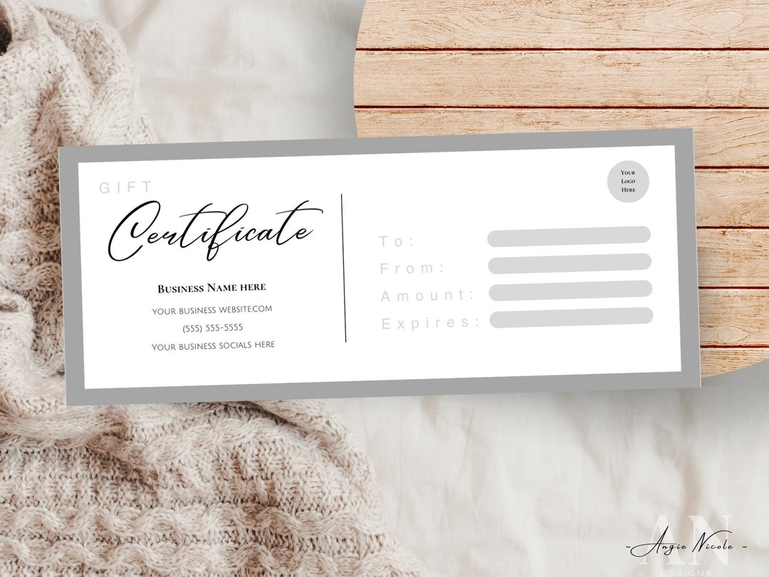Gift Card Certificate Template, Small Business Gift Card Template ...