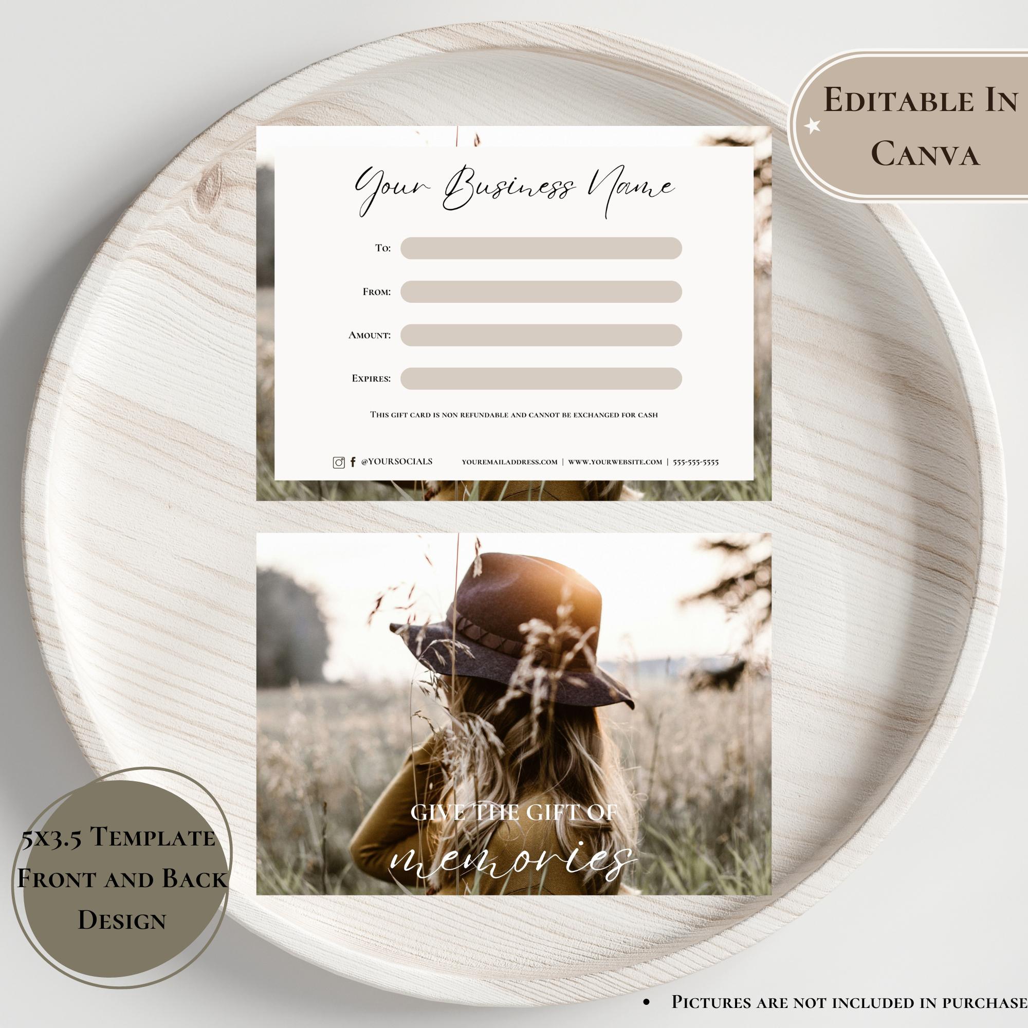 Photography Gift Card Template, Photography Gift Certificate, Print at ...
